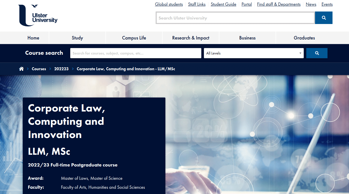 Ulster University Corporate Law, Computing and Innovation Course - ELTA